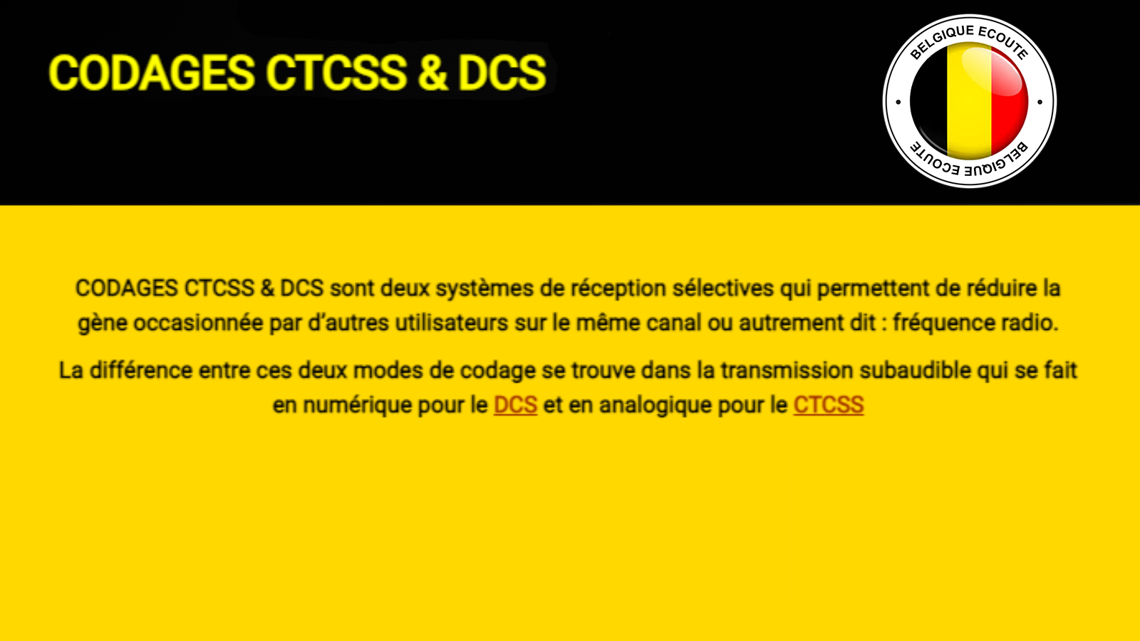 CODAGES CTCSS & DCS